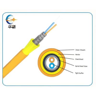 China Fiber Optic Cable Kevlar Aramid Armored LSZH Jacket Spiral Armored Multi Core Fiber for sale