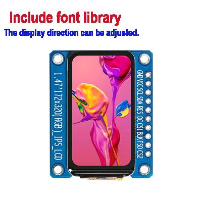 China 1.47-inch high-definition IPS display module with ST7789 driver, featuring a resolution of 172x320, equipped with a character library, and the display direction can be adjusted,segment lcd display,seg for sale