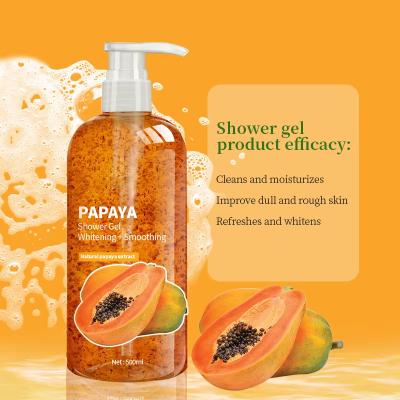 China OEM ODM Papaya Whitening Bath Gel 500ml Natural Extracts Smooth Body Wash Custom Formula for Glowing Skin for sale