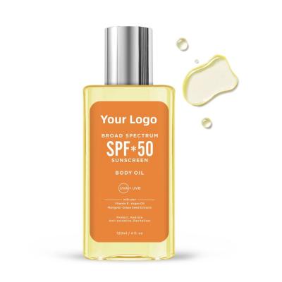 China OEM ODM Brand Micro Light Lightweight Facial and Body Care Cream 100ml SPF50+Anti Aging Brightening Free of Hydroxybenzoic Acid Sunscreen Oil for sale