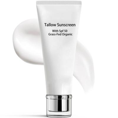 China OEM ODM Brand Customized Natural Mineral SPF 50 Sunscreen Grass-Fed Fresh Beef Fat Halal Zinc Sunscreen Non-Greasy Skin Protection for sale