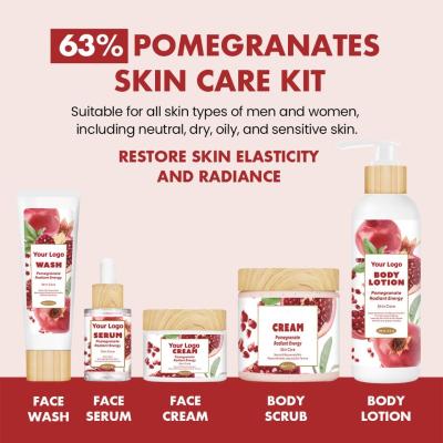 China OEM ODM Brand Natural Pomegranate Skin Care Set Whitening and Brightening essence Blood Clear Brightening Skin Facial Moisturizing Cream Day and Night face cream Moisturizing Cream Cleanser for sale