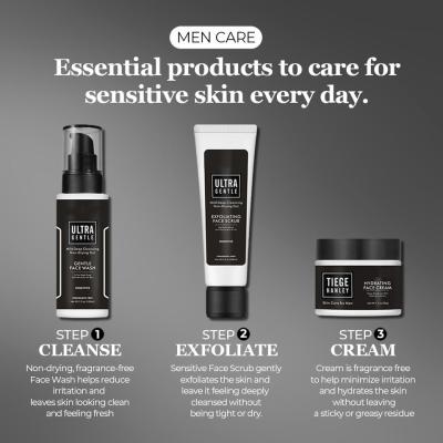 China OEM ODM brand customized men's sensitive skin essence aloe herbal pure alcohol free organic anti-aging repair moisturizing face cream gentle cleanser for sale