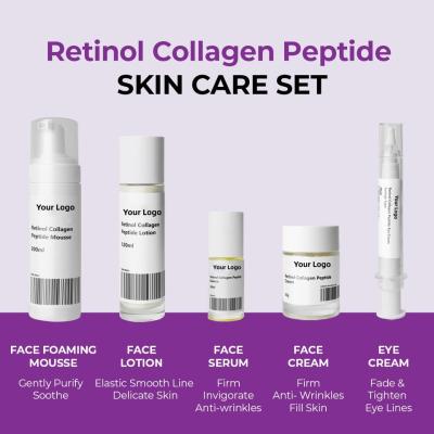 China OEM ODM brand organic skin care set Collagen peptide anti-aging face cream anti wrinkle whitening essence foaming cleanser amino acid for sale
