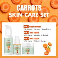 China OEM ODM Brand Customized Whitening Skin Care Set Carrot Acne Removing Skin Care Product face cream Deep Cleaning Facial Cleanser Moisture Replenishing Anti Wrinkle Firming Serum essence for sale