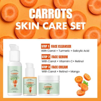 China OEM ODM Brand Customized Whitening Skin Care Set Carrot Acne Removing Skin Care Product face cream Deep Cleaning Facial Cleanser Moisture Replenishing Anti Wrinkle Firming Serum essence for sale