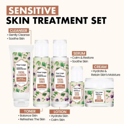 China OEM ODM Korean brand sensitive skin care product set natural facial toner, redness, anti allergy and moisturizing facial essence, lotion, face cream, soothing essence, serum for sale