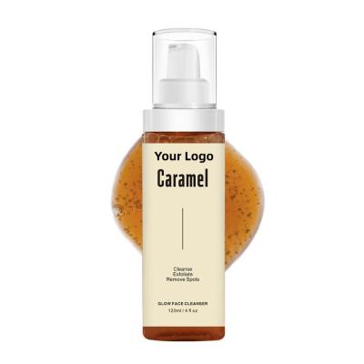 China OEM ODM brand natural vegetarian foaming facial cleanser caramel acne removing skin exfoliating brightening facial cleanser for sale