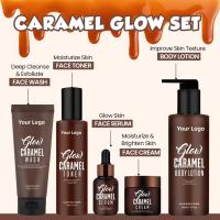 China OEM ODM customized natural vegetarian skin care set foam cleanser caramel anti acne skin brightening face cream private brand essence serum toner for sale