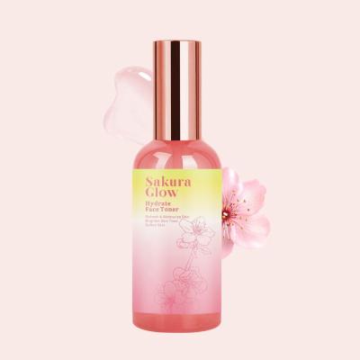 China OEM ODM brand skincare products hydrate, shrink pores, brighten skin tone, cherry blossom yeast facial toner for sale