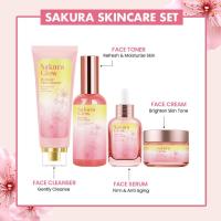 China OEM ODM brand high-quality organic skin care set Deep cleaning and moisturizing toner brightening cherry blossom face cream serum for sale