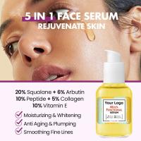 China OEM ODM skin care facial essence liquid green tea arbutin peptide collagen anti-aging, whitening, moisturizing, acne removing and brightening facial serum for sale