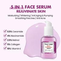China OEM DOM brand 5 in 1 multifunctional skin care essence product contains hyaluronic acid, vitamin C, whitening, anti-aging and anti wrinkle serum essence for sale