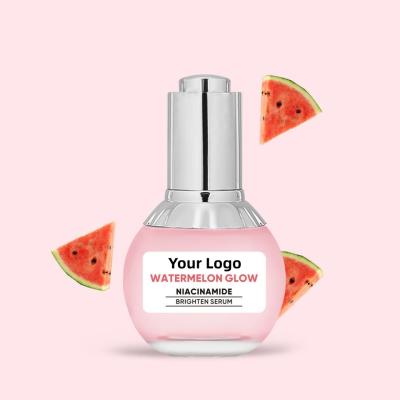 China OEM ODM Watermelon Luminous Skin Care essence Serum Private Brand Natural Organic Aha Bha Niacianmide Whitening and Brightening Facial Serum for sale