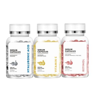 China OEM ODM Brand Facial Serum Capsules Skincare Products Vitamin C Hyaluronic Acid Retinol Whitening and Anti Aging Serum Capsules for sale
