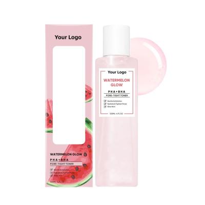 China OEM ODM brand cosmetics facial toner skin care exfoliating pore firming watermelon PHA AHA glow facial essence toner for sale