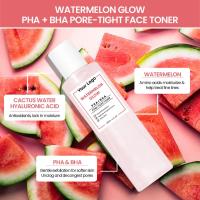 China OEM ODM brand cosmetics facial toner skin care exfoliating pore firming watermelon PHA AHA glow facial essence toner for sale