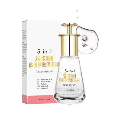 China OEM ODM skin care five in one essence natural 30% vitamin C whitening hyaluronic acid anti-aging facial essence niacinamide collagen facial essence for sale
