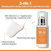 China OEM ODM pure sunscreen face cream makeup primer lotion sunscreen Spf 50 skin brightening cream brand customization for sale