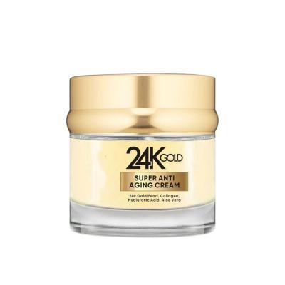 China OEM ODM brand skin care facial moisturizing cream anti-aging luminous 24k gold pearl collagen skin morning and evening face cream for sale