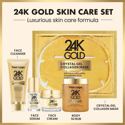 China OEM ODM luxury customized skin care set private brand face cream anti-aging anti wrinkle moisturizing 24k golden essence serum facial mask for sale
