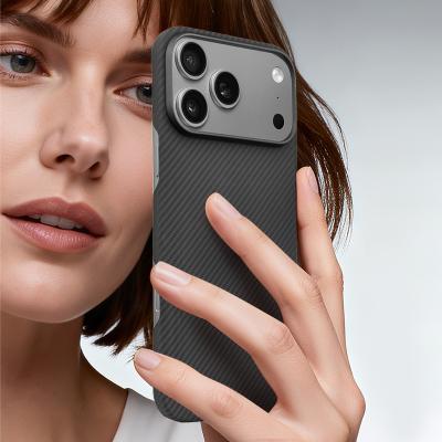 China Customized Aramid Carbon Fiber Mobile Cover with Metal Frame for iPhone 17 Pro Max for sale