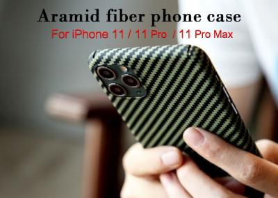 China Yellow And Black Twill Matte iPhone 11 Aramid Case Carbon Fiber Phone Case for sale