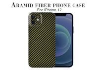 China Shockproof Ultra Light Green Color Carbon Aramid Fiber Phone Case For iPhone 12 for sale