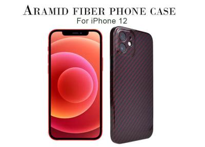 China Lightweight Glossy Surface Aramid Fiber Phone Case Red For iPhone 12 for sale