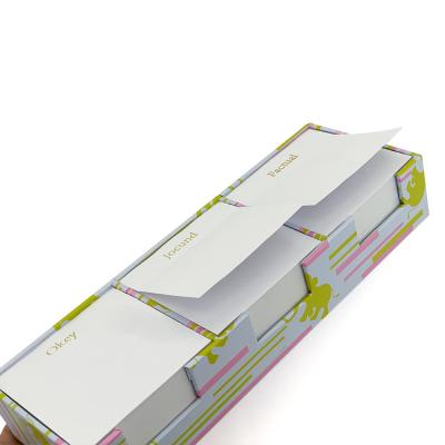 China Printed Custom Sticky Notepad Rectangle Post It Notes  With Logo Foiled PVC Cover for sale