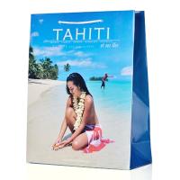 China TAHITI Branded Paper Bags Embossing Promotion Gift Bags With PP Handle for sale