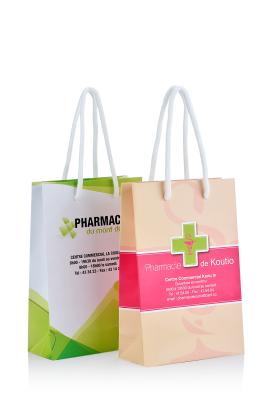 China Recycle Biodegradable Gift Bags Pharmacy Paper Bags full color printing for sale