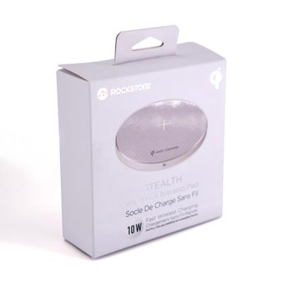 China Electronic Tempered Glass Packing Box Spot UV CMYK Printing For Wireless Charging Pad for sale