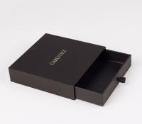 China Custom Scarf Gift Box , Rigid Drawer Boxes With Black Ribbon 18cmx14cmx6cm for sale