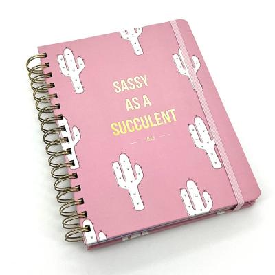 China Mylar Index Tabs Spiral Notebook Printing Service With Elastic Band for sale