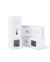 China Window Cut Candle Packaging Paper Boxes Reed Diffuser Package Box Printing for sale