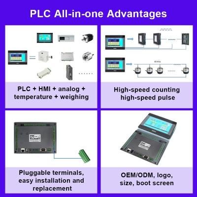 China Coolmay 7 Inch HMI PLC All In One Controller with IP65 Front Panel and 6 Channels High-speed Counting for Industrial Automation for sale
