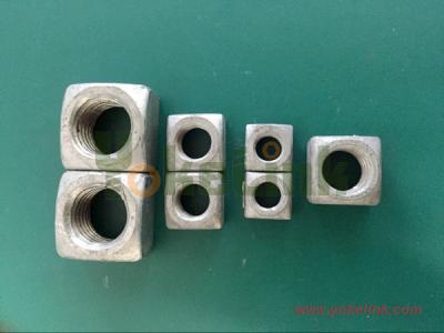 China Hot forging square nut 1 1/2'' big size with tapped thread for sale