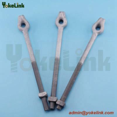 China High Strength Galvanized Thimble Eye Bolt 5/8'*10' with Flat Square Nut/Angle Thimble Eye Bolts for Electric Power for sale