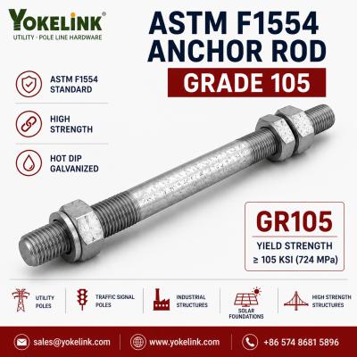 China ASTM F1554 Grade 55 Anchor Rods 3/4''–2 for Utility Pole Foundations for sale