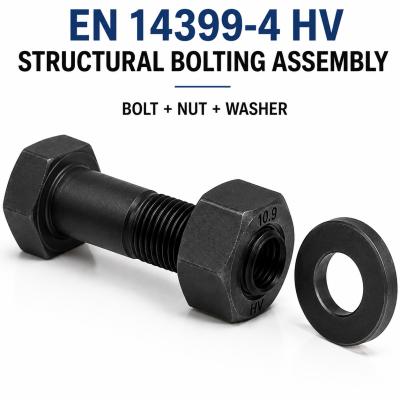 China Black Oxide EN 14399-4 HV Bolts Nuts Steel Construction Bolts for sale