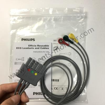 China Efficia Reusable ECG Cables And Leadsets 3- Lead Snap IEC REF 989803160681 for sale