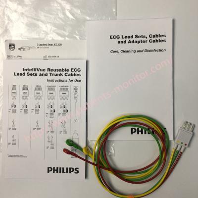 China M1674A 989803145121 PHiliph ECG Lead Set 3 Leadset Snap IEC ICU Replacement for sale