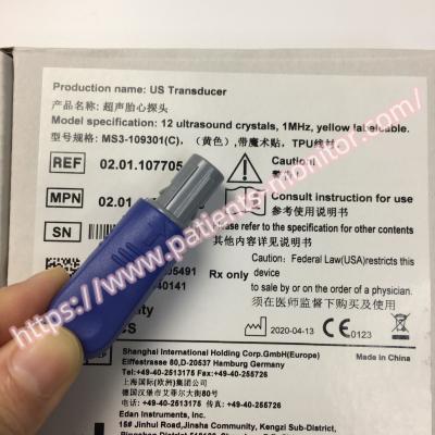 China Edan F9 US Transducer Probe Double Slots 6 Pin Yellow 2.5m TPU IPX8 PN MS3-109301(C) for sale