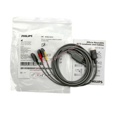 China Philiph Efficia Reusable Combined ECG Cable 3-Lead Set Grabber IEC 989803160741 New Original for sale