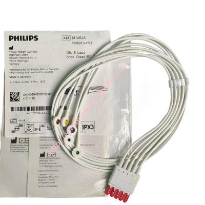 China Philipph M1604A ECG EKG Cable CBL 5 Lead Snap Chest IEC ICU 989803144921 New Original for sale