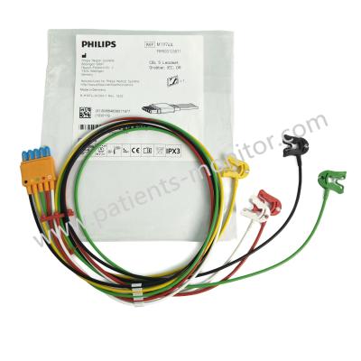 China PHiliph M1974A ECG EKG Cable 5-Lead Set Grabber IEC OR 989803125871 Length 1.6m 5.3 Ft Original With IEC Color Coding for sale