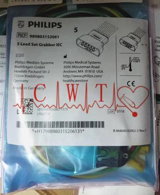 China Hospital 5 Lead Ecg Cable Set Grabber , IEC 989803152061 PHiliph Ecg Leads for sale