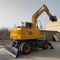 China Shanbo 1 Ton 1.2 Ton Mini Wheel Excavator 6600KG 48KW for Small Farms and Gardens for sale