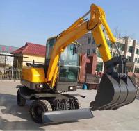 China Shanbo 1 Ton 1.2 Ton Mini Wheel Excavator 6600KG 48KW for Small Farms and Gardens for sale